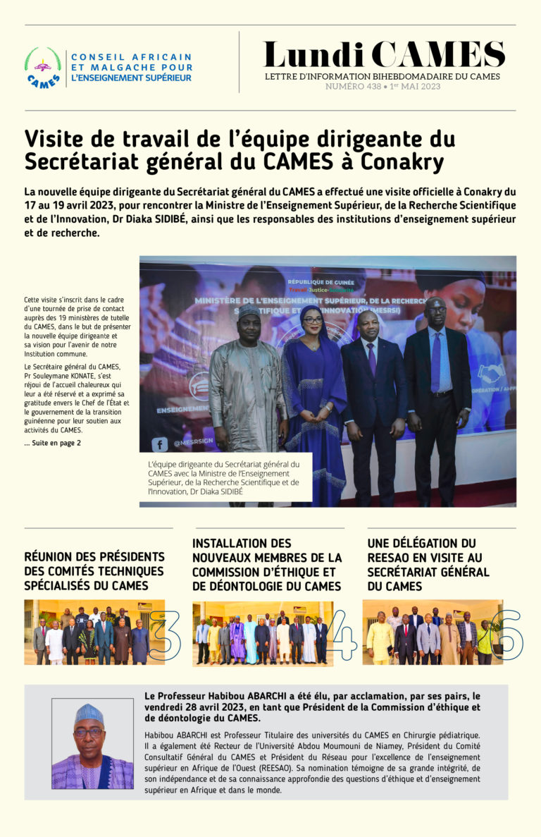 Lundi CAMES No 438 - CAMES