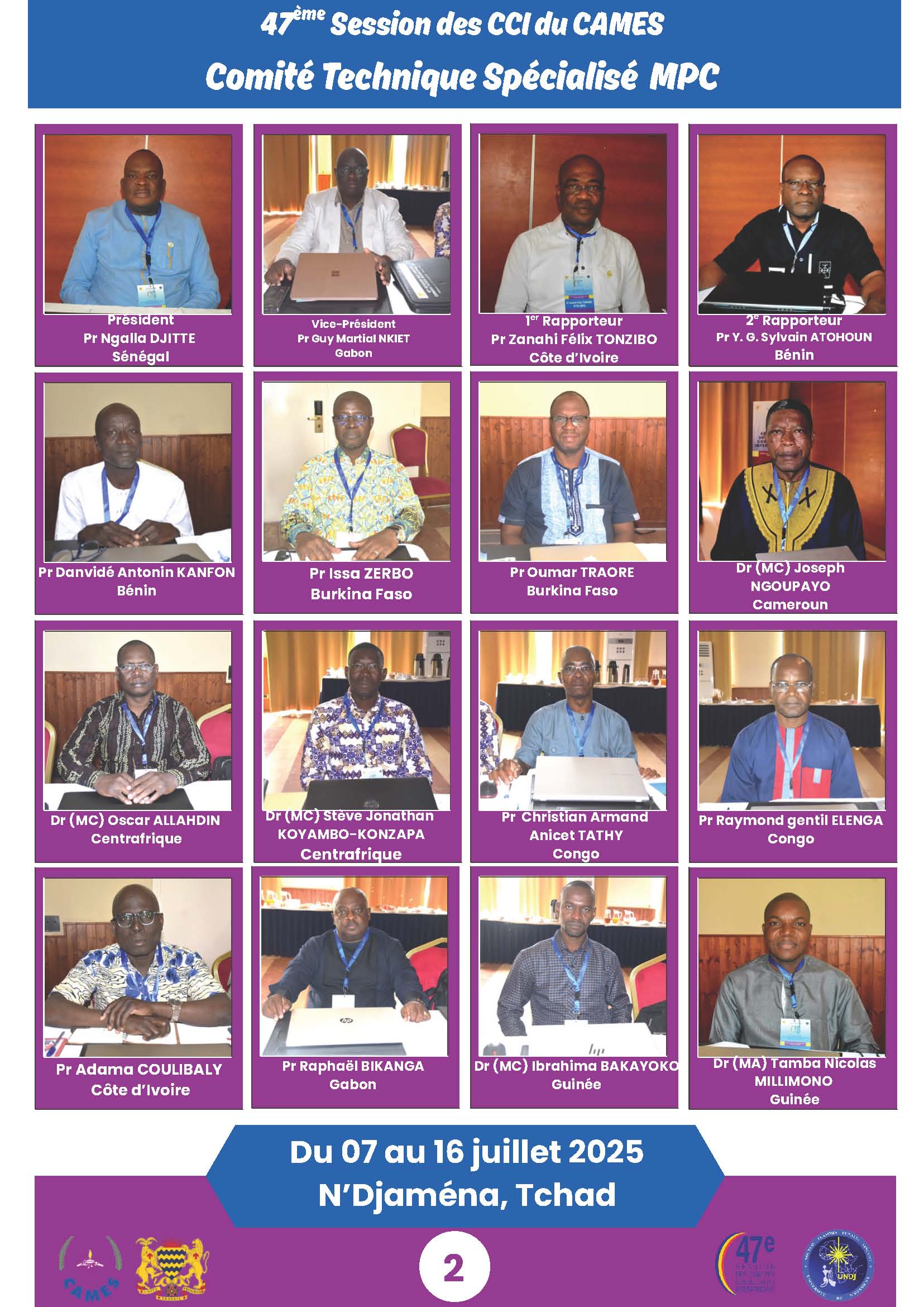 Découvrez les membres des huit Comités Techniques Spécialisés (CTS) de la 47ème session des CCI ...